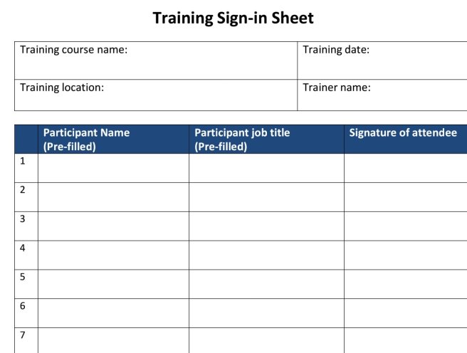 Training Class Sign-in sheet – The Rethink Shelf